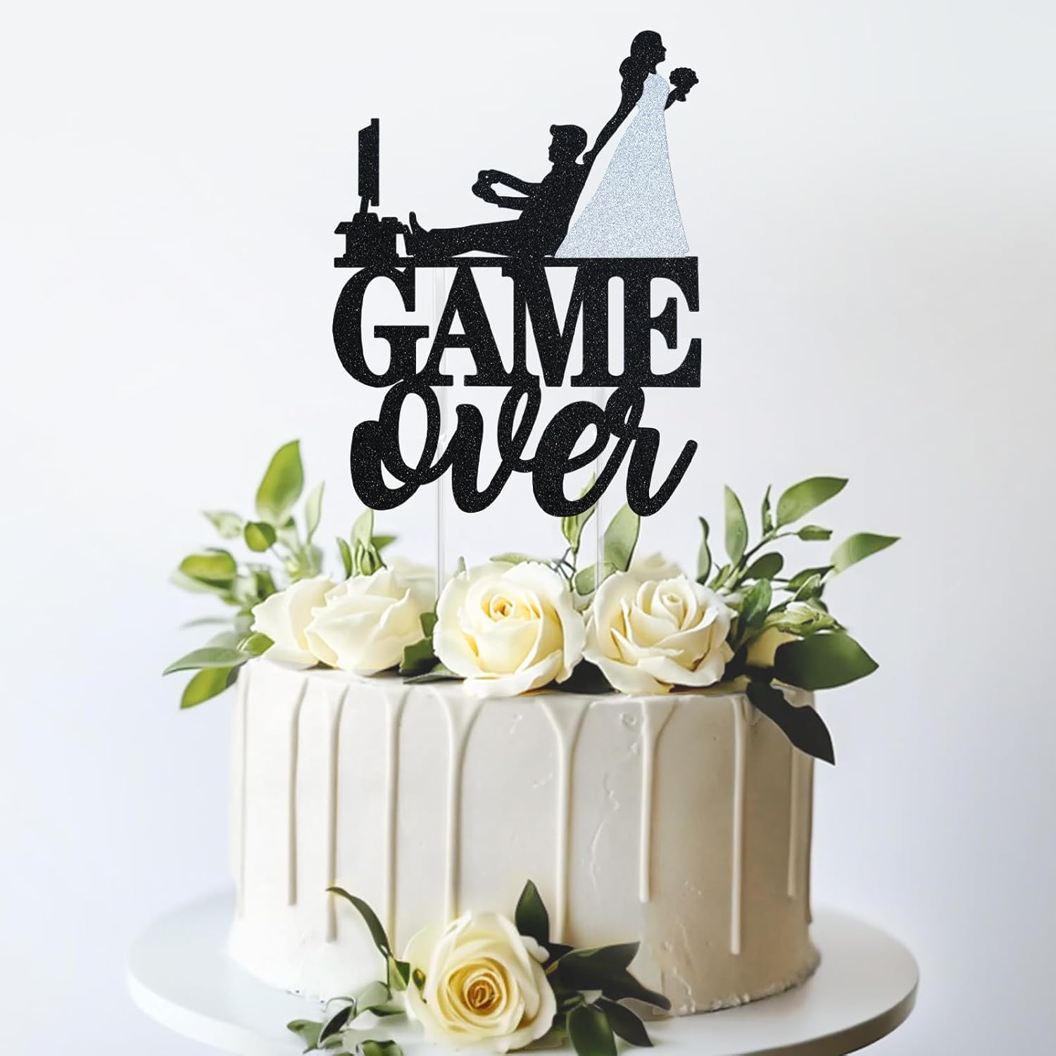 Amazon.com: Game Over Wedding Cake Topper – Funny Groom & Bride Video ...
