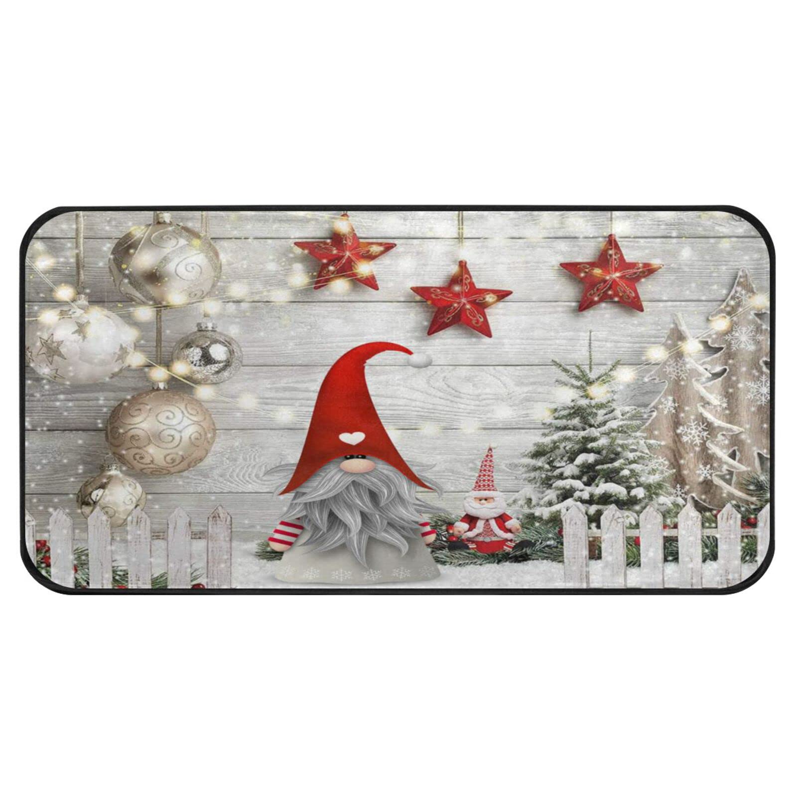 Amazon.com: Gredecor Gnome Winter Snowflakes Wooden Kitchen Rug Anti ...
