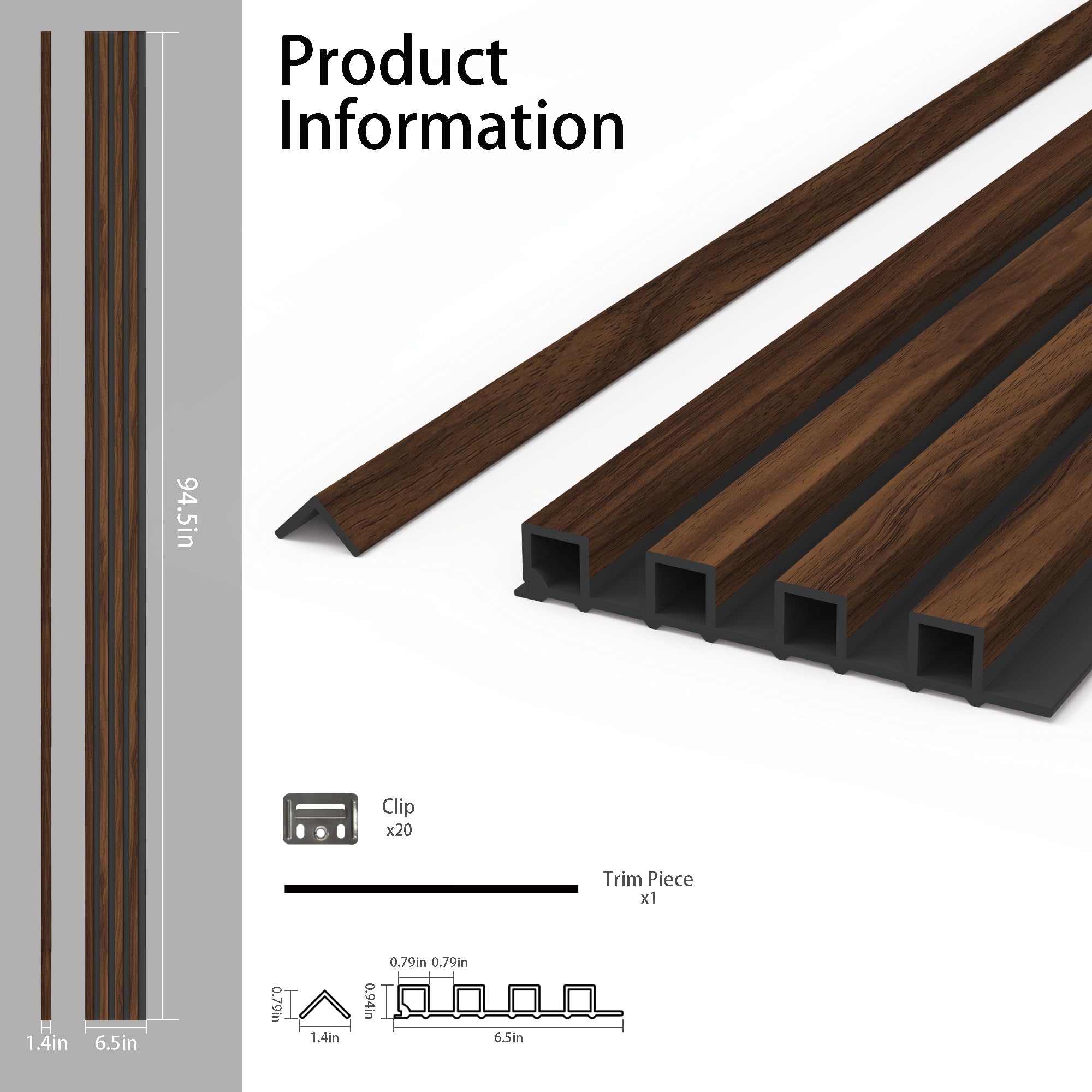 Snapklik.com : INNO STICKERS 6-Piece WPC Acoustic Slat Wall Panel For ...