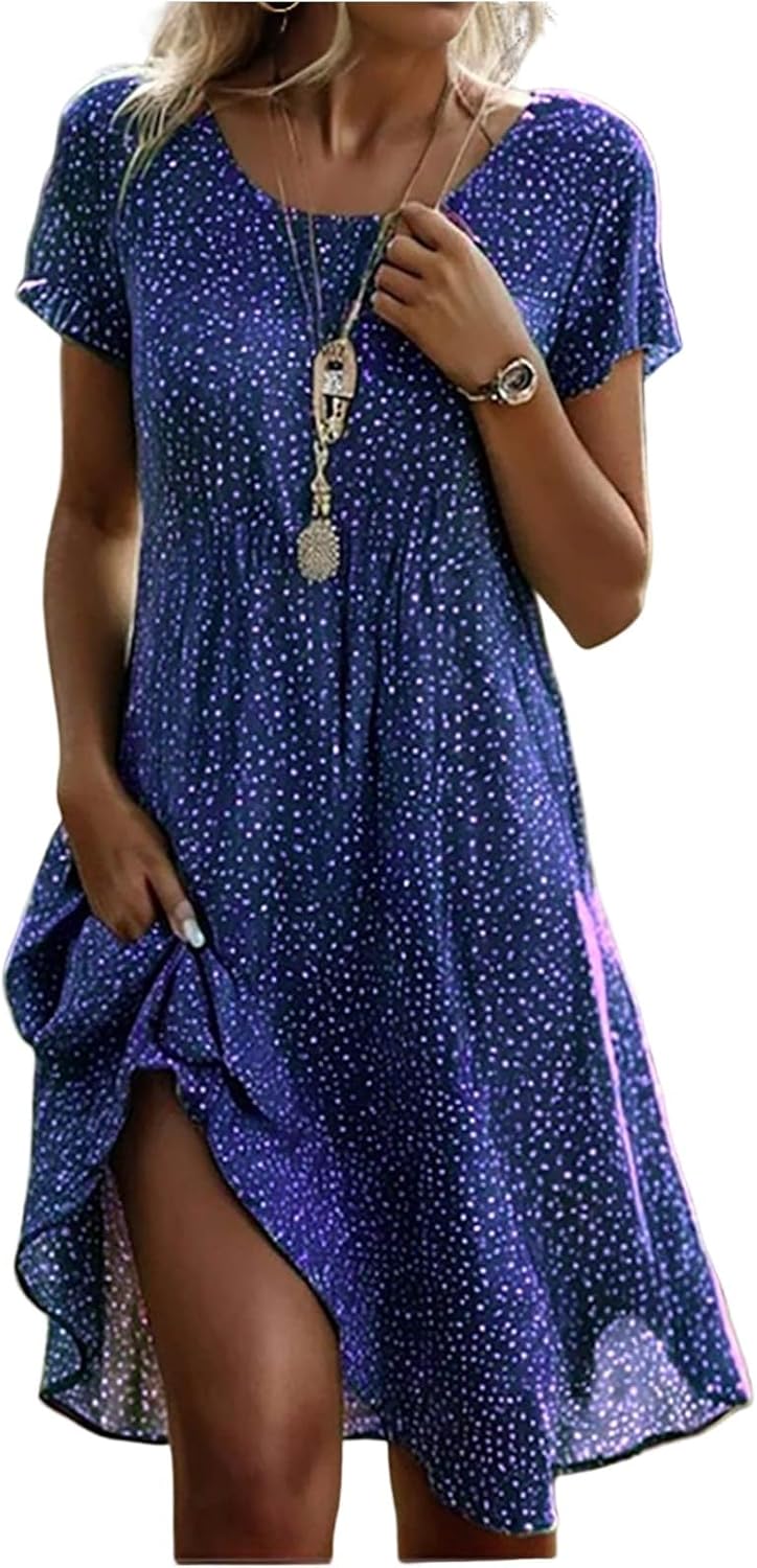 Sommerkleid Damen Leicht Knielang Boho Kleider Damen Sommer Elegant A ...