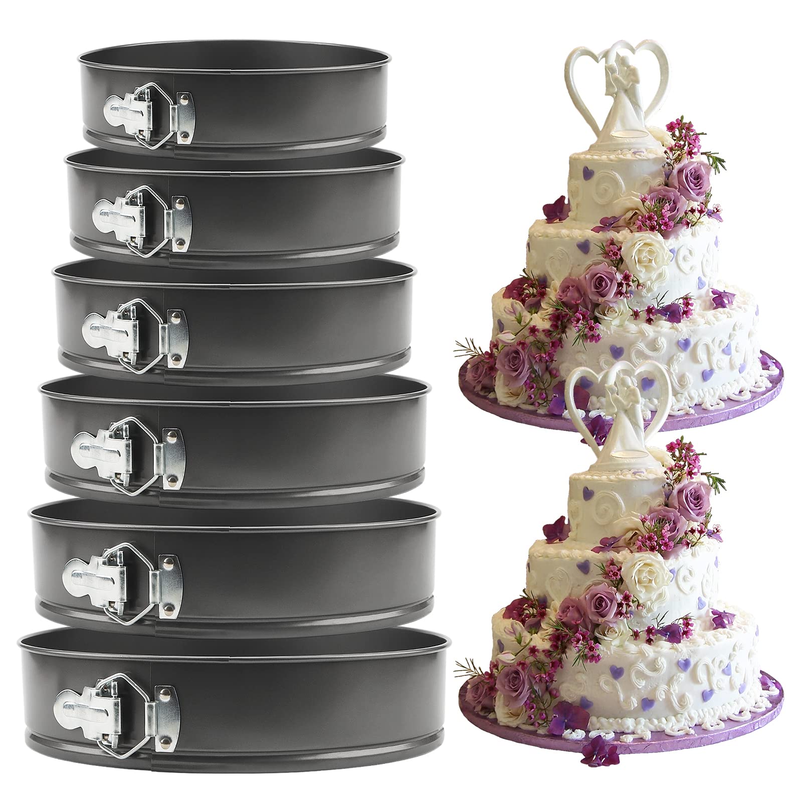 ZEONHEI 6 Sizes Round Cake Tins Set, Springform Cake Tins with ...