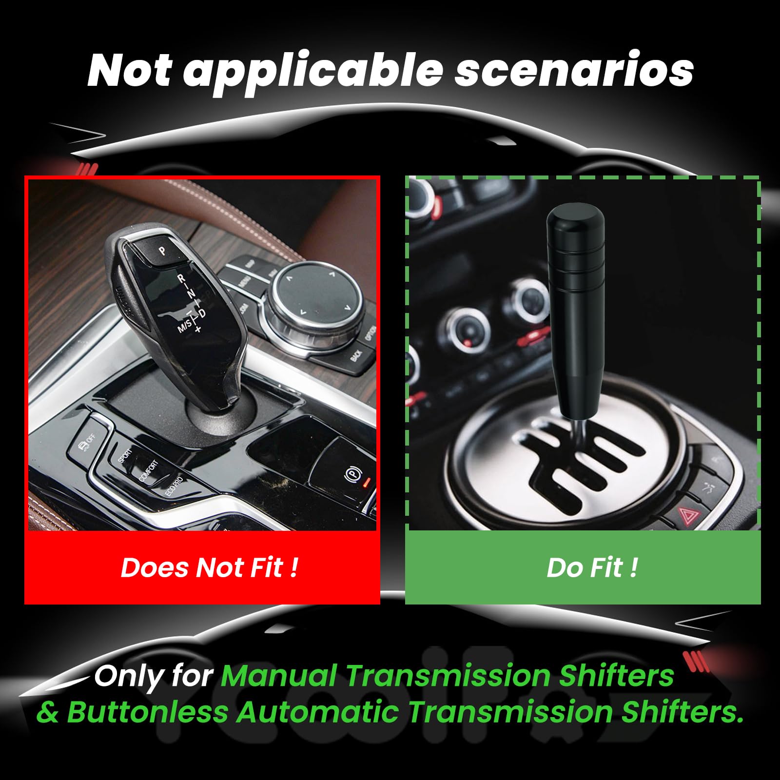 Long Shift Knob, 7.08" Car Lightweight Shifter Knob with 4 Threaded ...