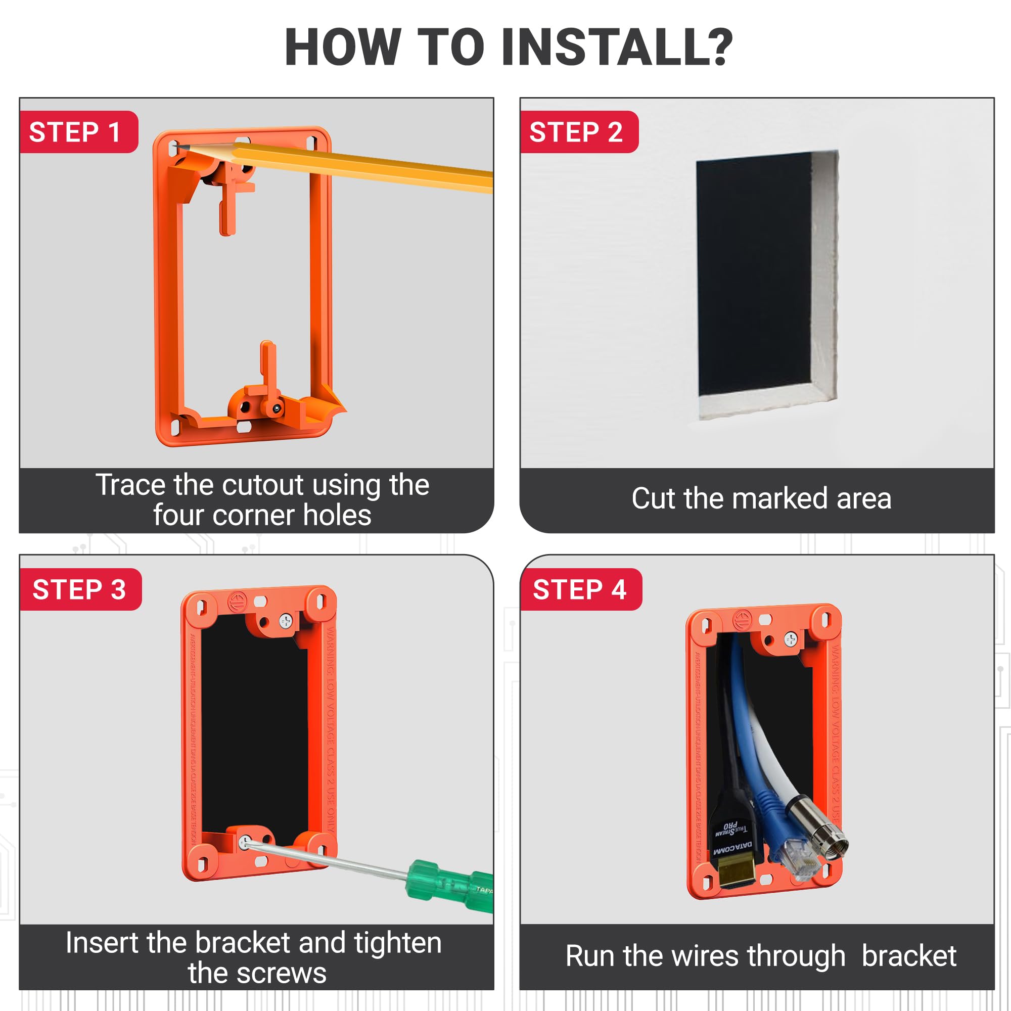 Snapklik.com : BestMounts - 1 Pack Low Voltage Mounting Brackets 1 Gang ...