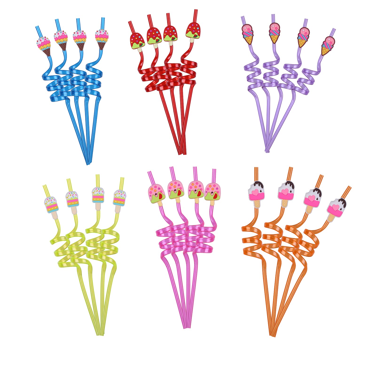 Reusable Ice Cream Straws-Plastic Drinking Straws for Kids Birthday ...