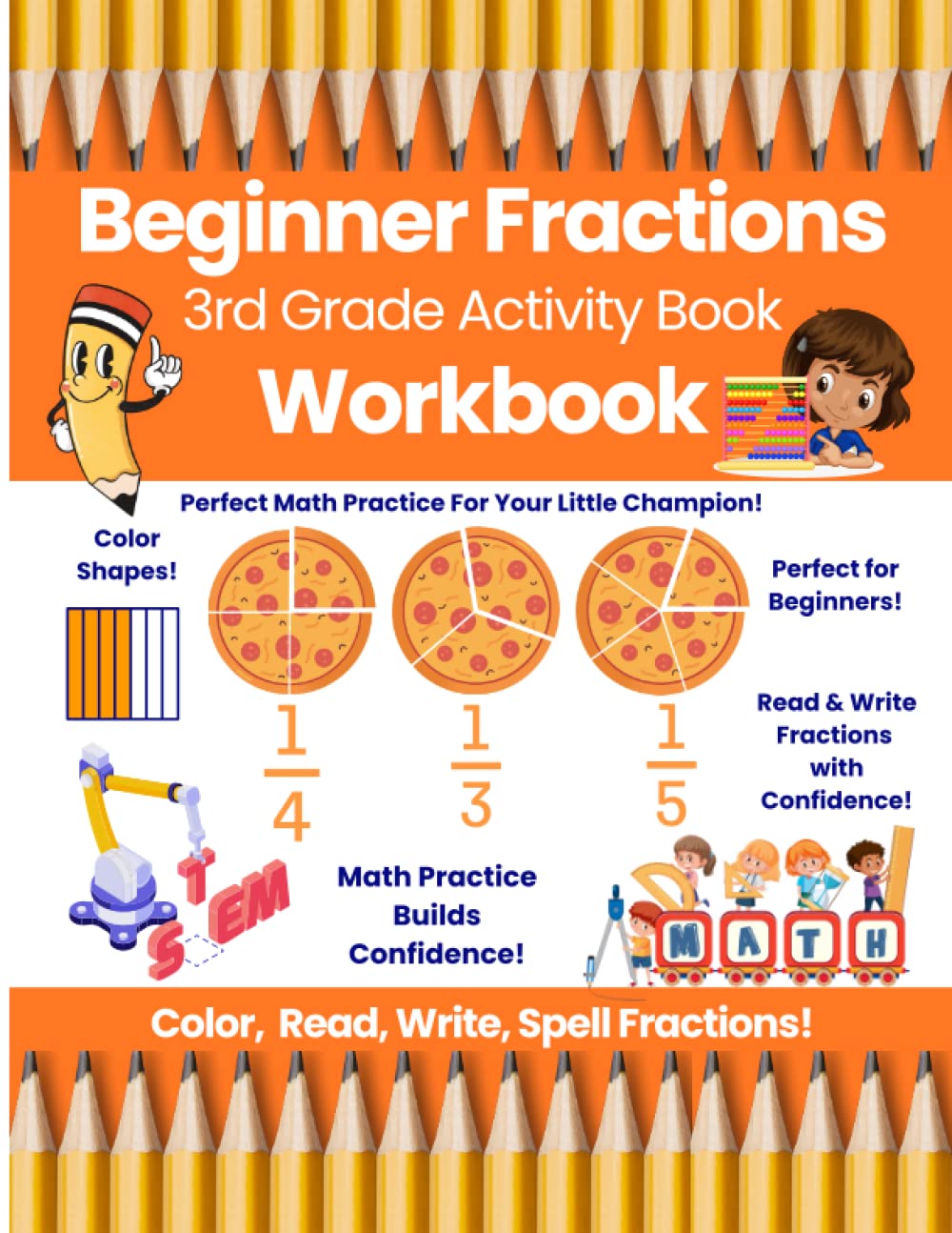 Beginner Fractions Workbook, Color, Read, Write, Spell Fractions ...
