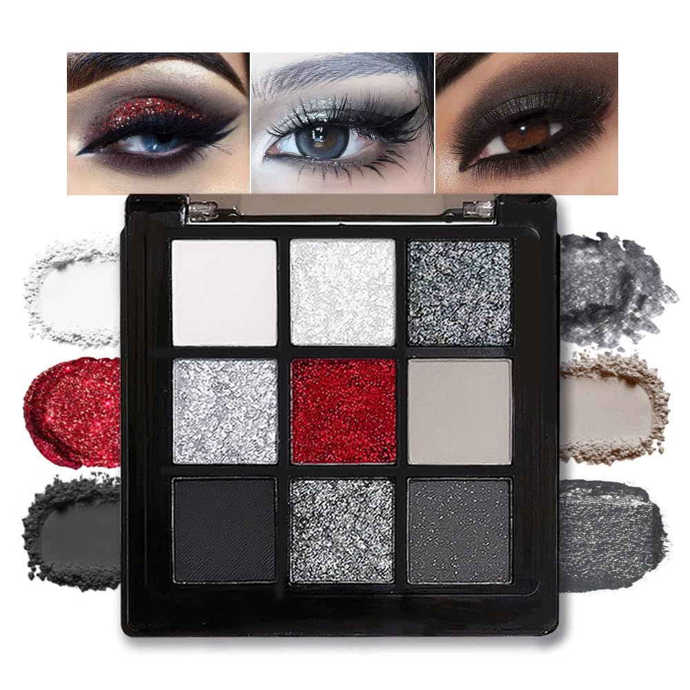 Amazon.com : CAKAILA Smokey Black Red Eyeshadow Palette,9 Colors Dark ...