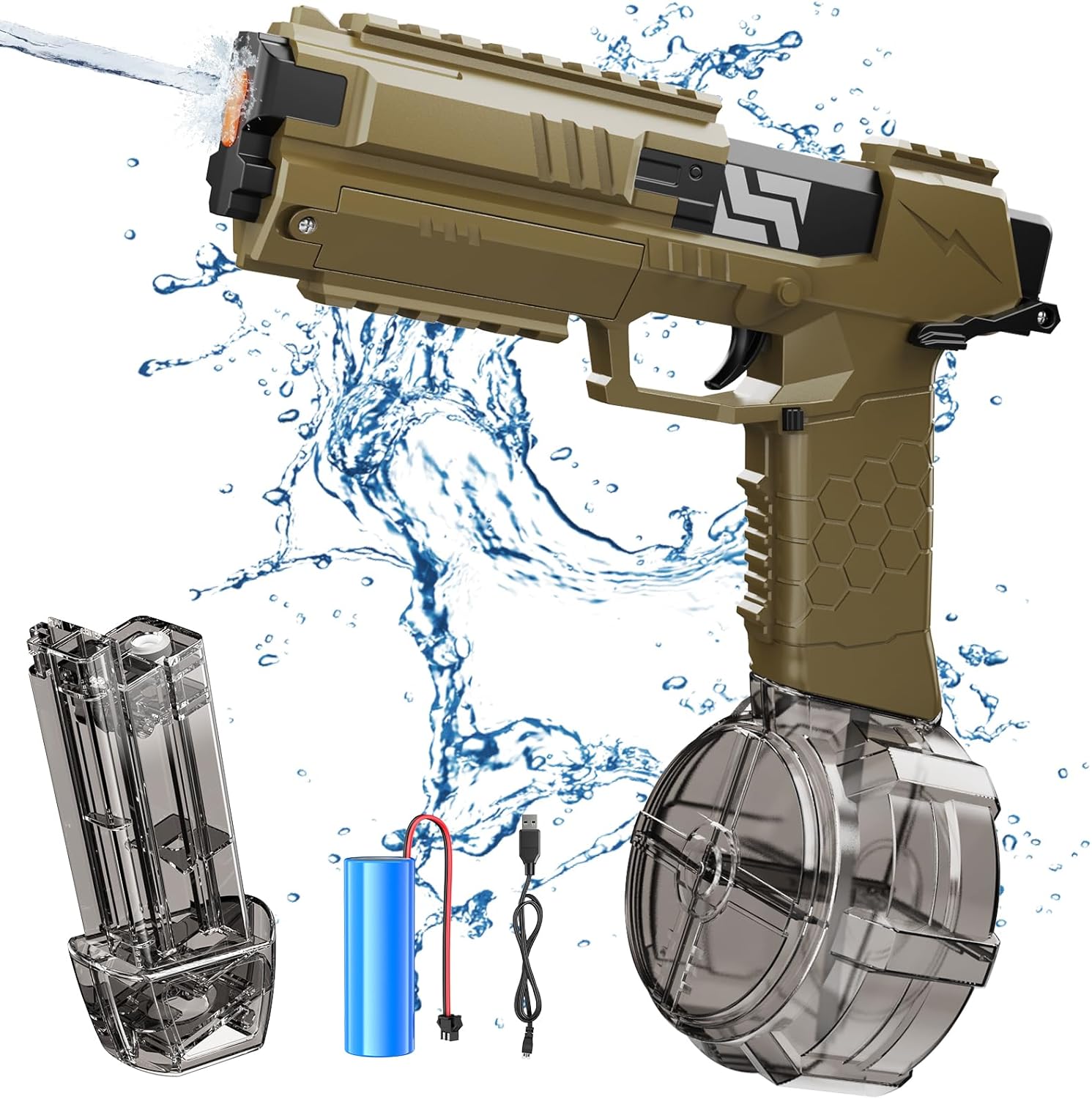 Amazon.com: Electric Water Gun Automatic Squirt Guns, 32ft Range, 500cc ...