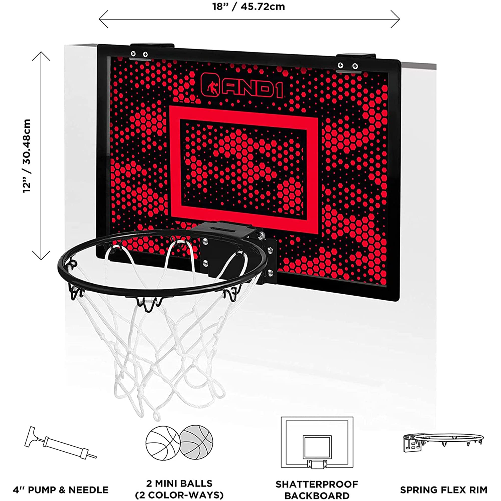 AND1 Mini Basketball Hoop: 18â€_x009d_x12â€_x009d_ Pre-Assembled ...