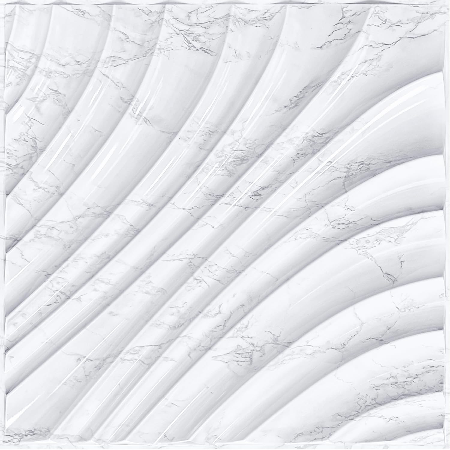 Snapklik.com : 3D Wall Panels Peel And Stick, Glossy White Wave Wall ...