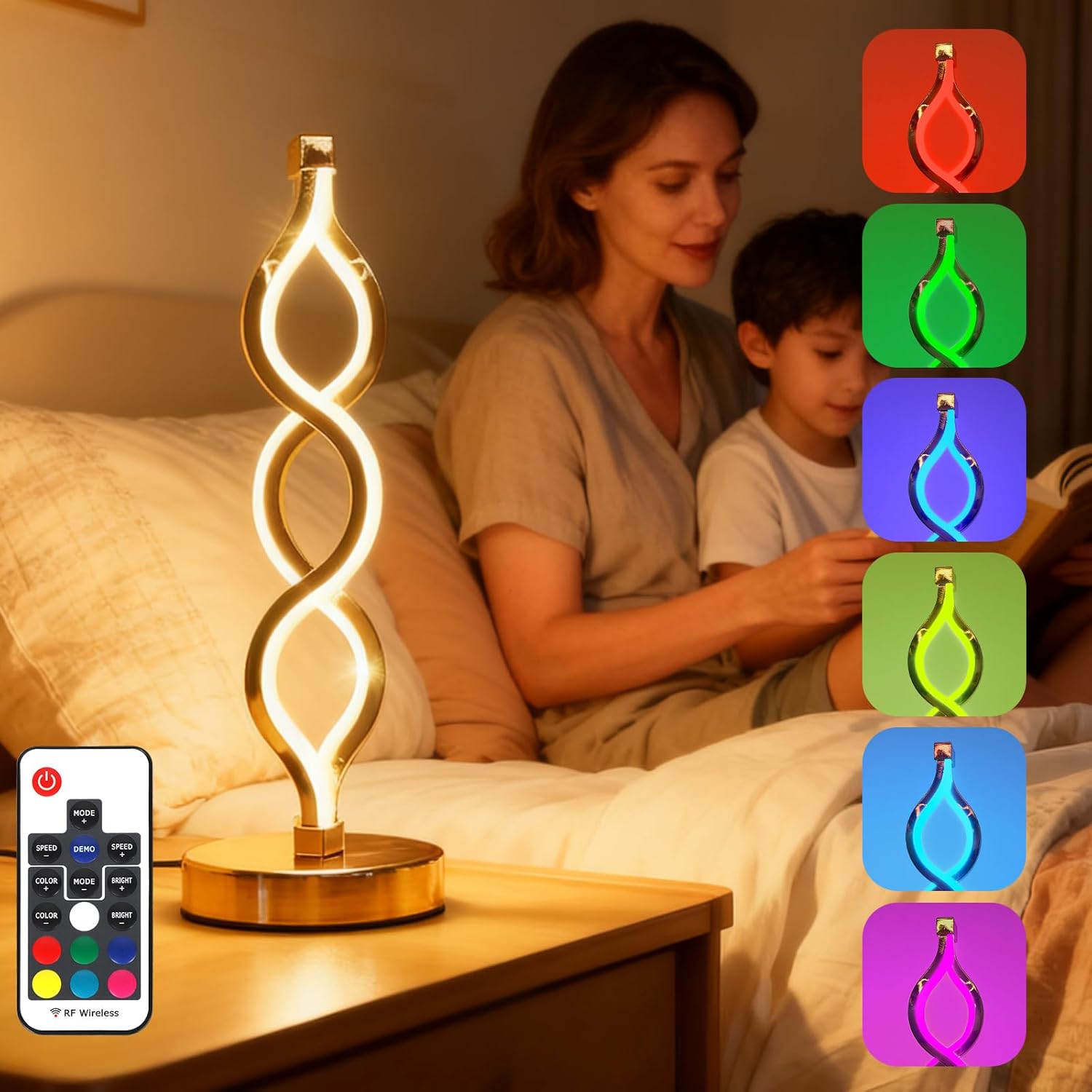 NEWNEN LED Table Lamp, RGB & Warm White LED Desk Lamp, Dimmable ...