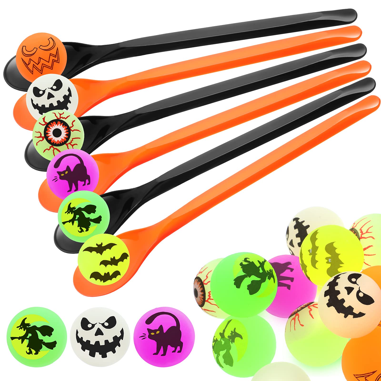 Amazon.com: 36 Pieces Halloween Egg and Spoon Race Game Set Egg and ...