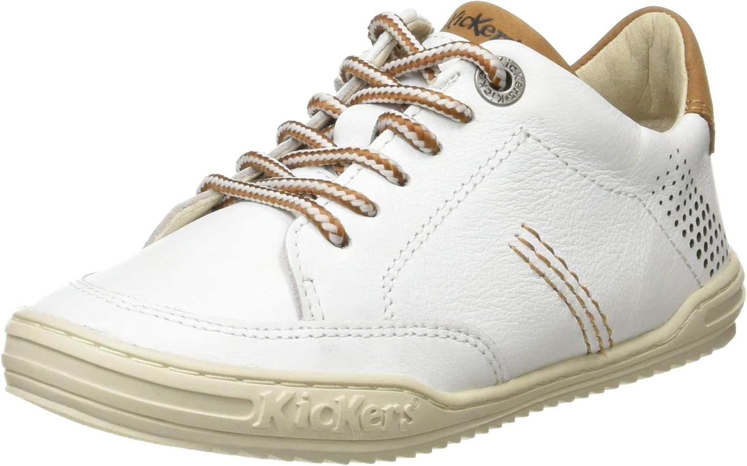 Amazon.com | Kickers Boy's Low-Top Trainers, White Blanc Camel 33, 3.5 ...