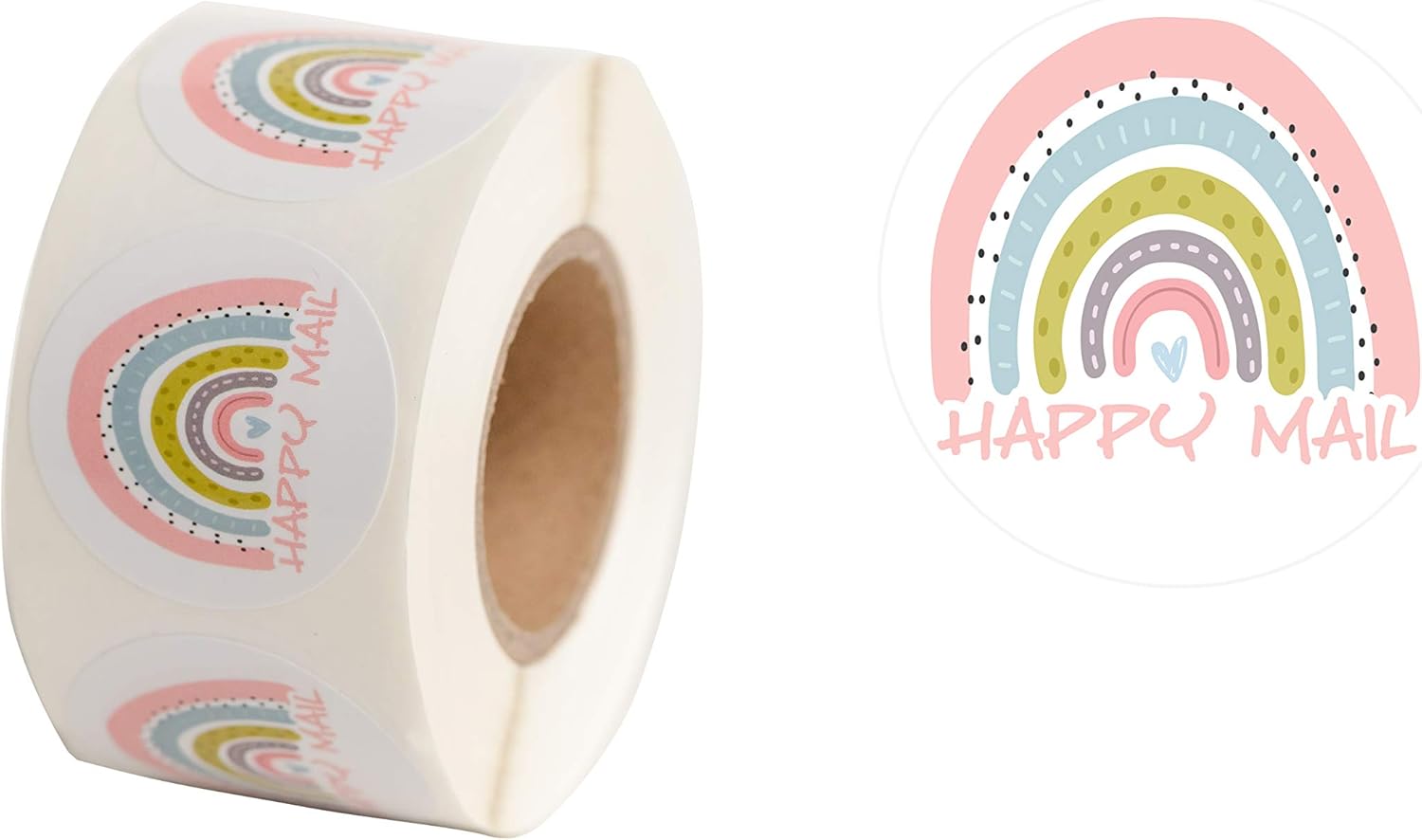 Amazon.com : Happy Mail Cute Mailing Stickers / 1 Roll of 500/1.5 ...
