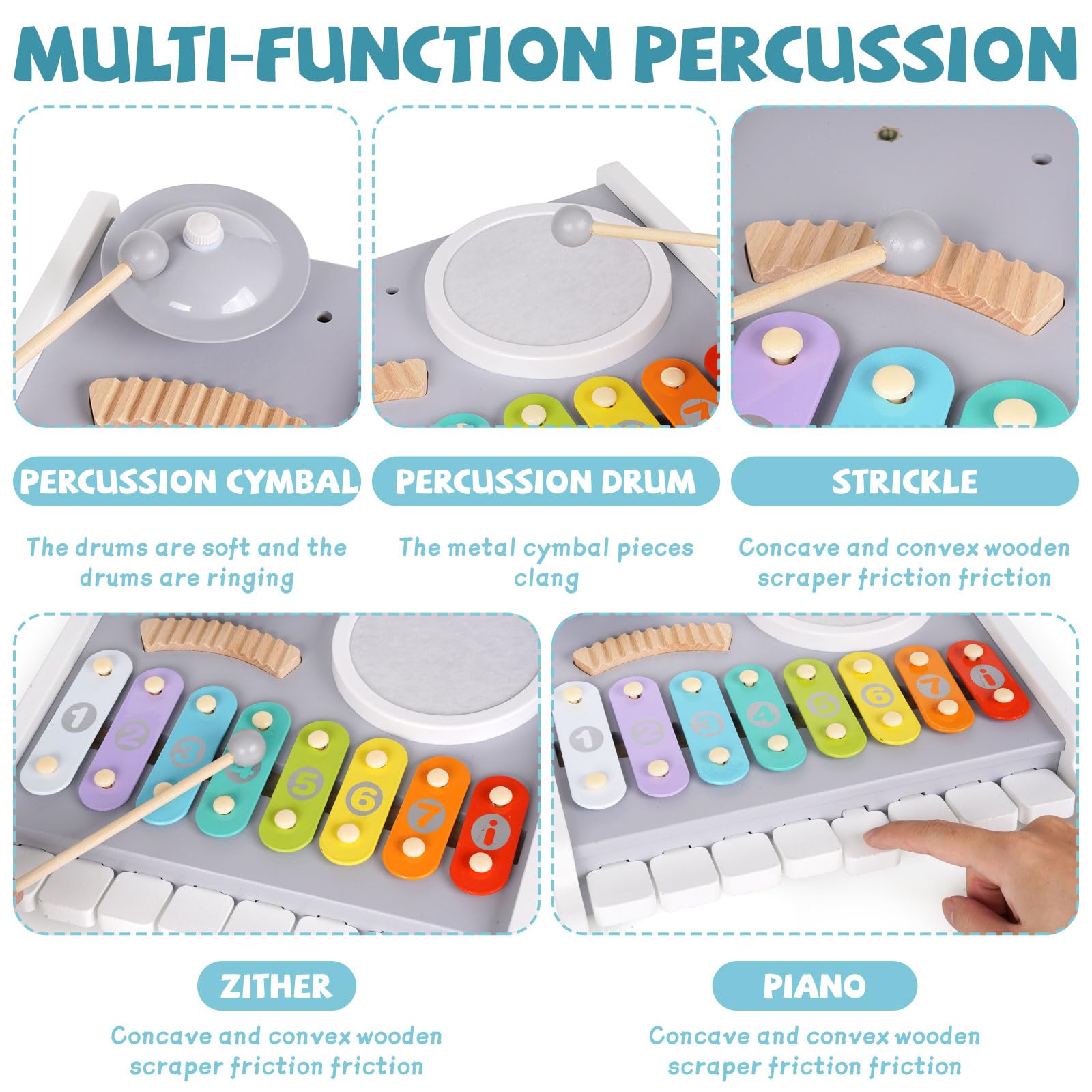 Snapklik.com : Montessori Wooden Percussion Instruments Toy Kid Drum ...