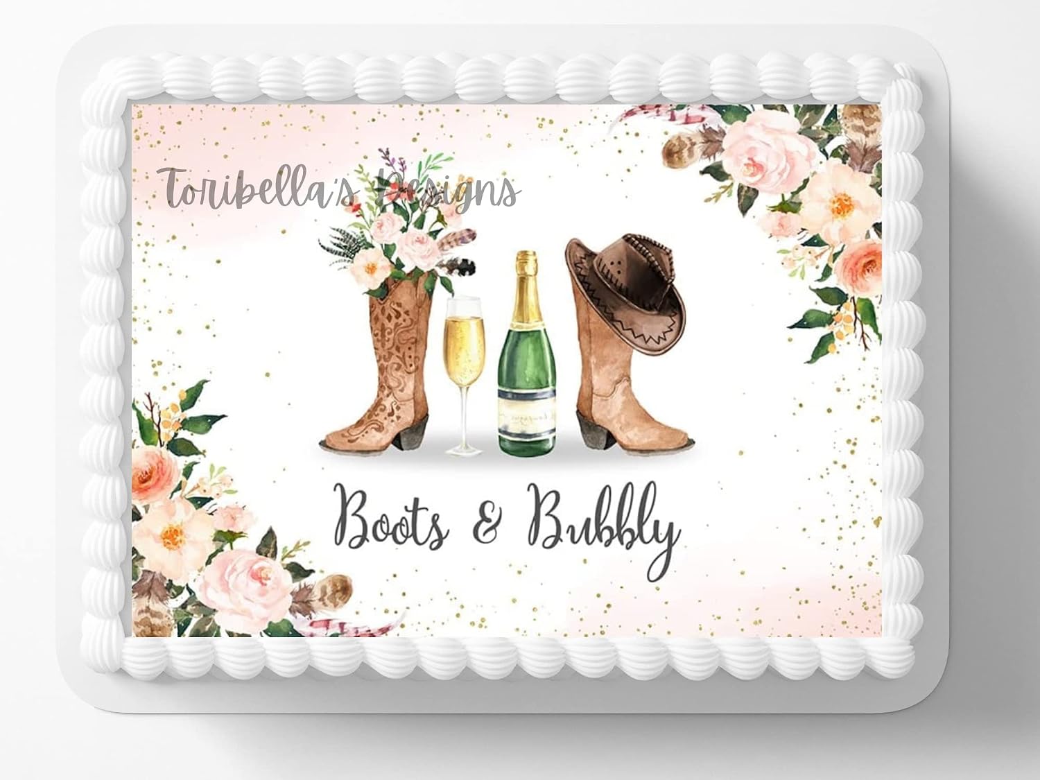Amazon.com: Boots & Bubble Engagement Party Cowboy Theme Edible Image ...
