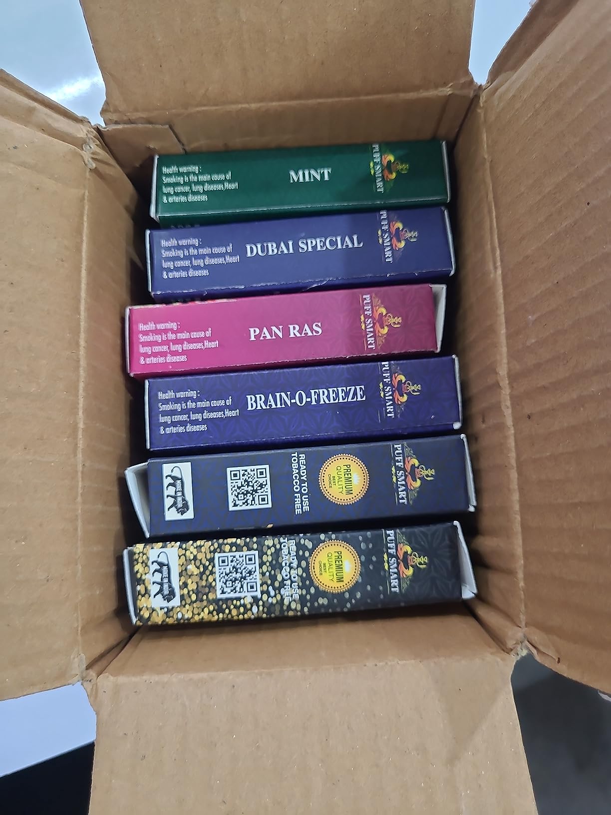 PUFF SMART Premium Herbal Flavor Pan Ras, Brain-o-Freeze, Mint, Dubai ...