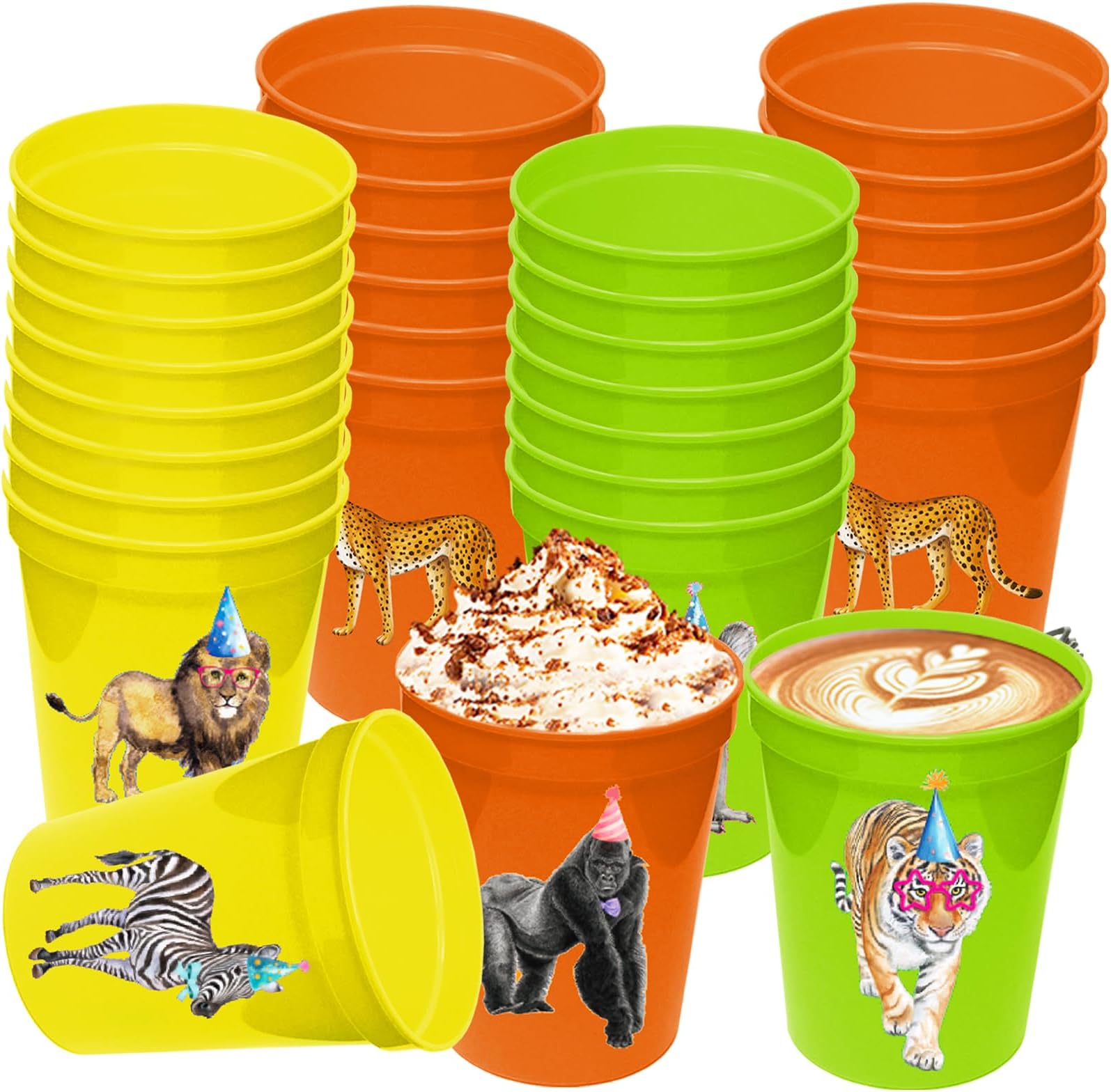 Amazon.com: Yizeda 18pcs Jungle Animal Plastic Cups Animal themed Party ...