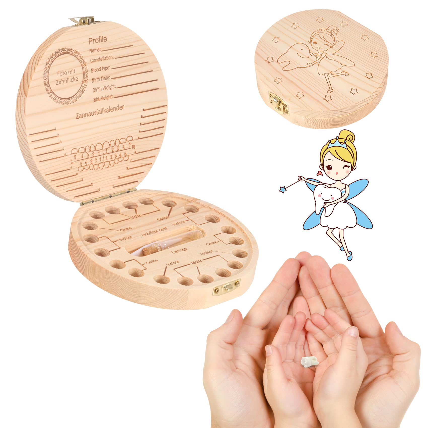 Snapklik.com : Tooth Fairy Box Baby Teeth Keepsake Box, Wooden Tooth ...