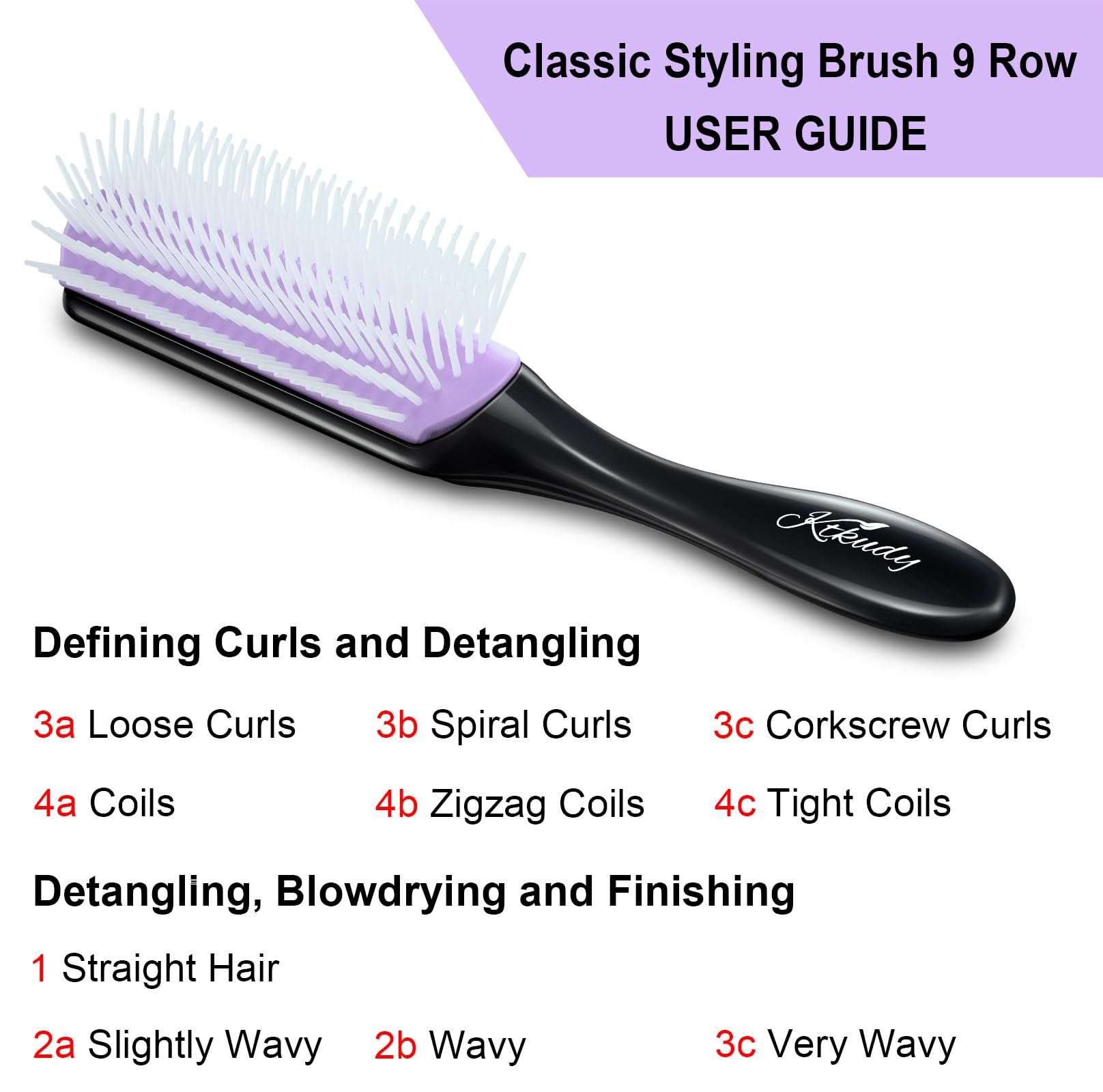 Snapklik.com : Curly Hair Brush Styling Brush 9 Row For Detangling ...