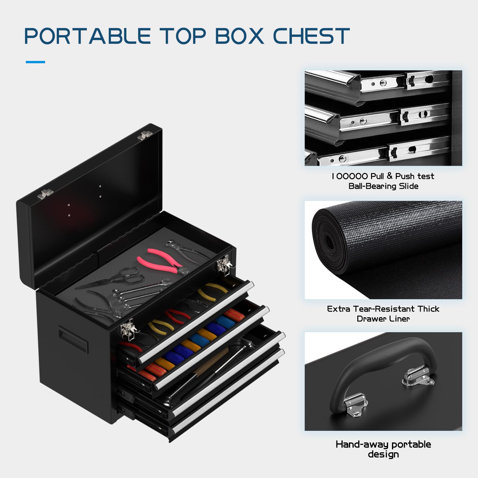 Snapklik.com : 5-Drawers Black Tool Chest, 2-in-1 Mechanic Rolling Tool ...