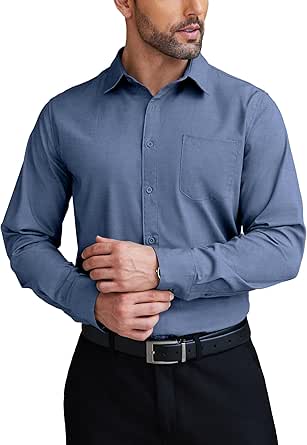 COOFANDY Mens Dress Shirts Wrinkle Free Long Sleeve Button Down Shirts Formal Business Shirt ...