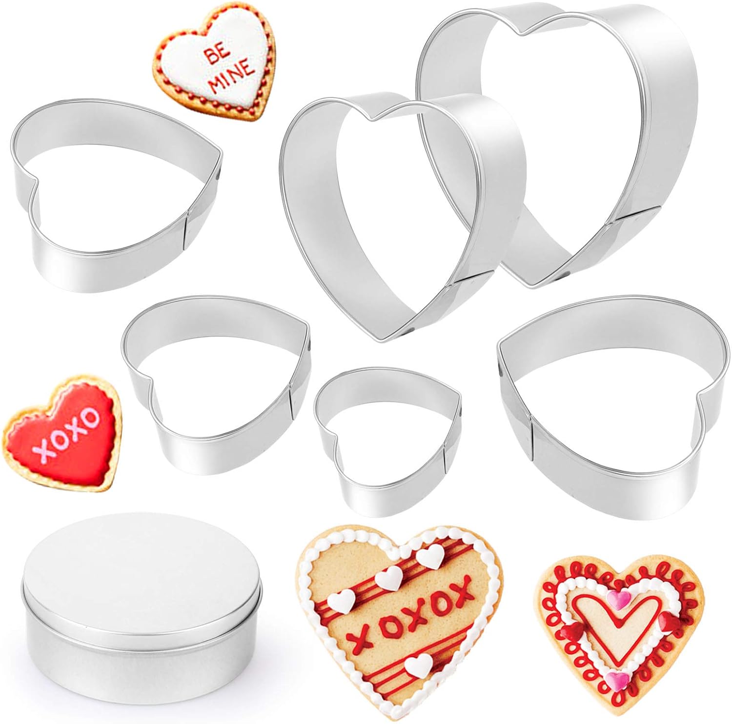 HOWAF 6pcs Heart Cookie Cutters for Biscuit Pastry Gingerbread ...