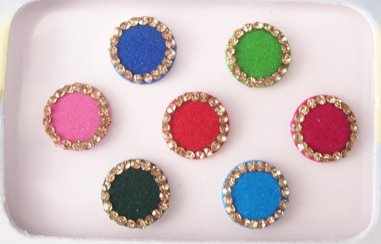 Amazon.com: 7 Beautiful round bindi studded with rhinestone outline ...