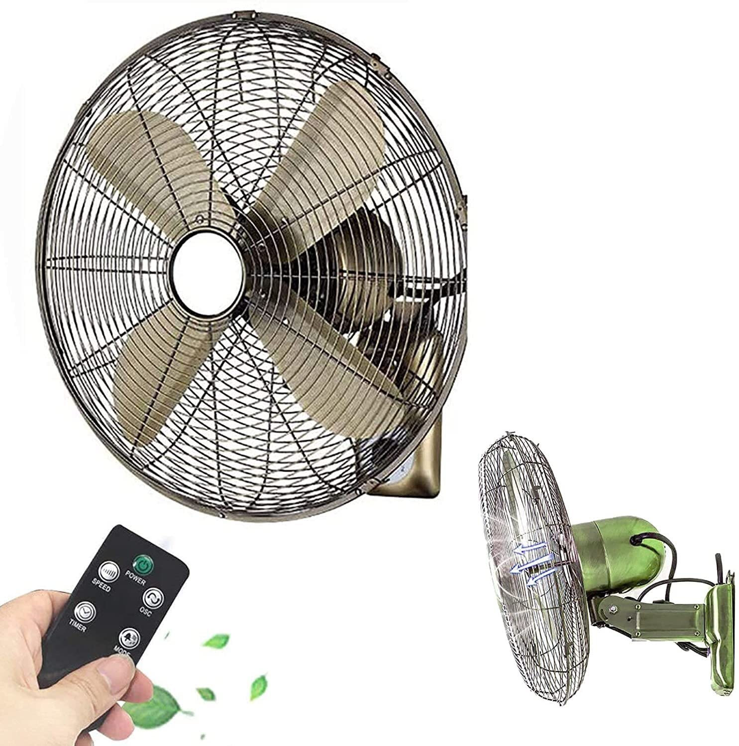 Amazon.com: Scpantkend Wall Mount Fans, Retro Metal Cooling Fan, Remote ...