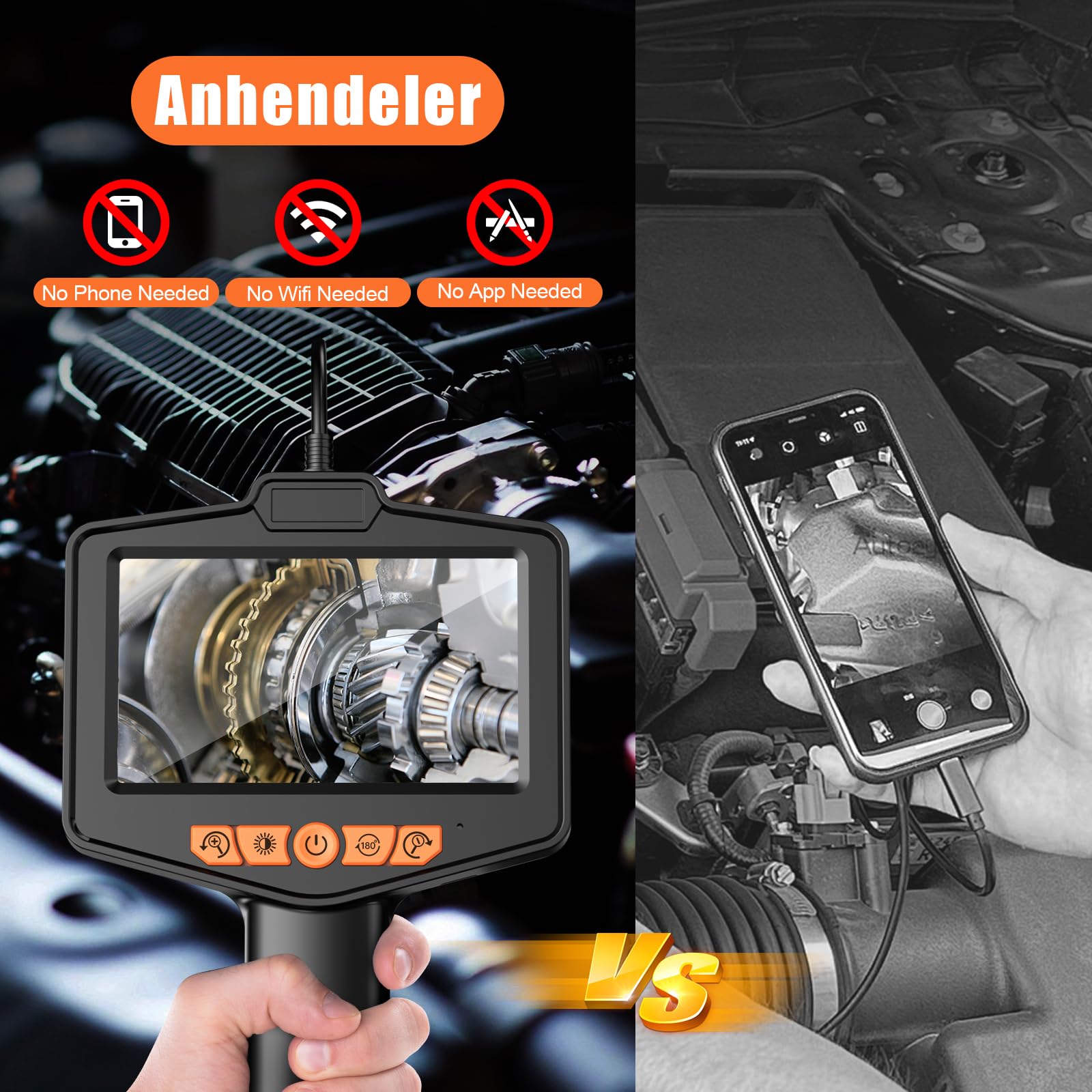Dual Lens Endoscope Camera?Anhendeler 4.3" IPS Screen Mechanic Camera ...