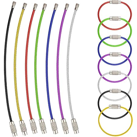 Amazon.com: 20pcs Stainless Steel Wire Keychains Aircraft Cable Cable ...