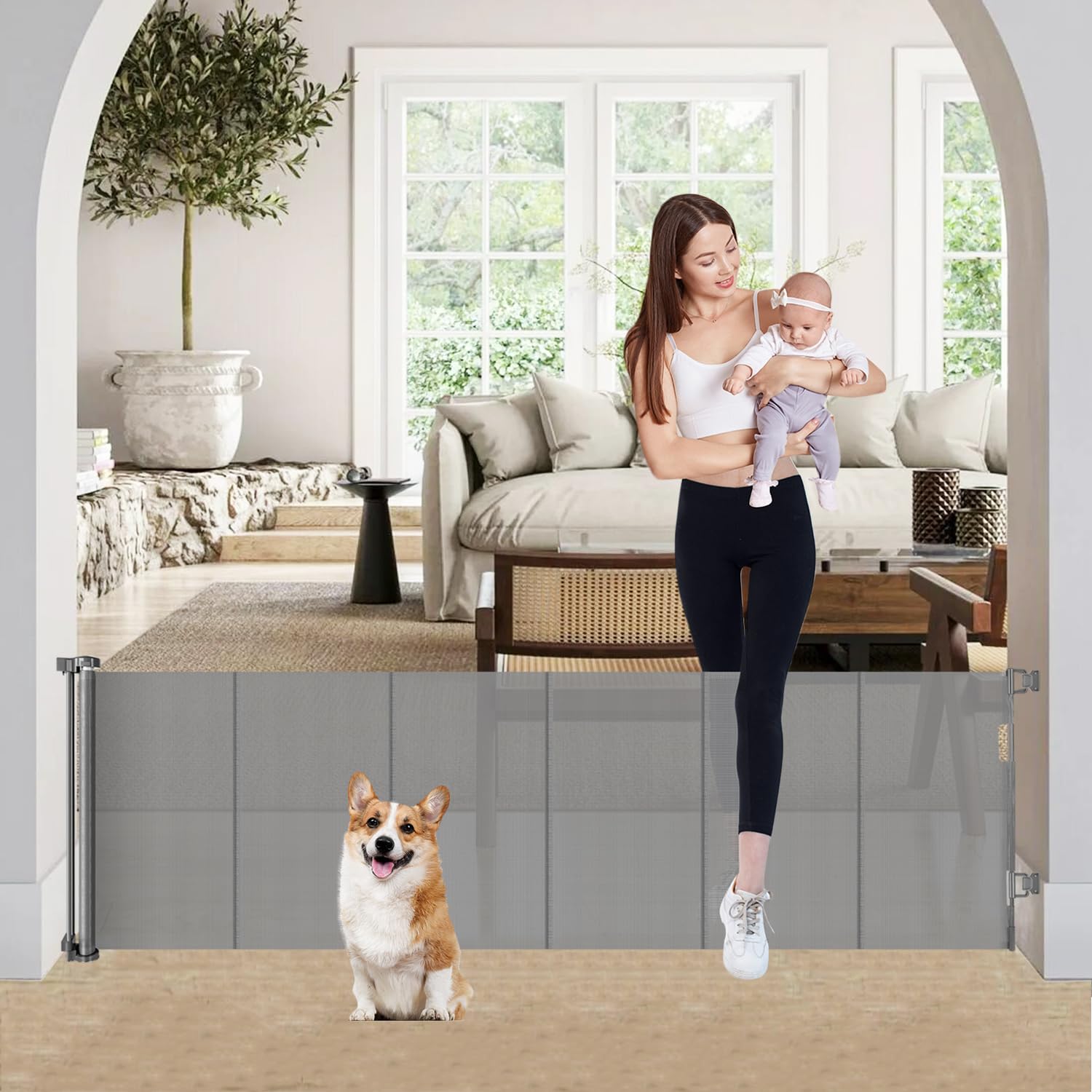 Amazon.com: 24" Tall X 80" Wide Retractable Baby Gates, Short Dog Gates ...