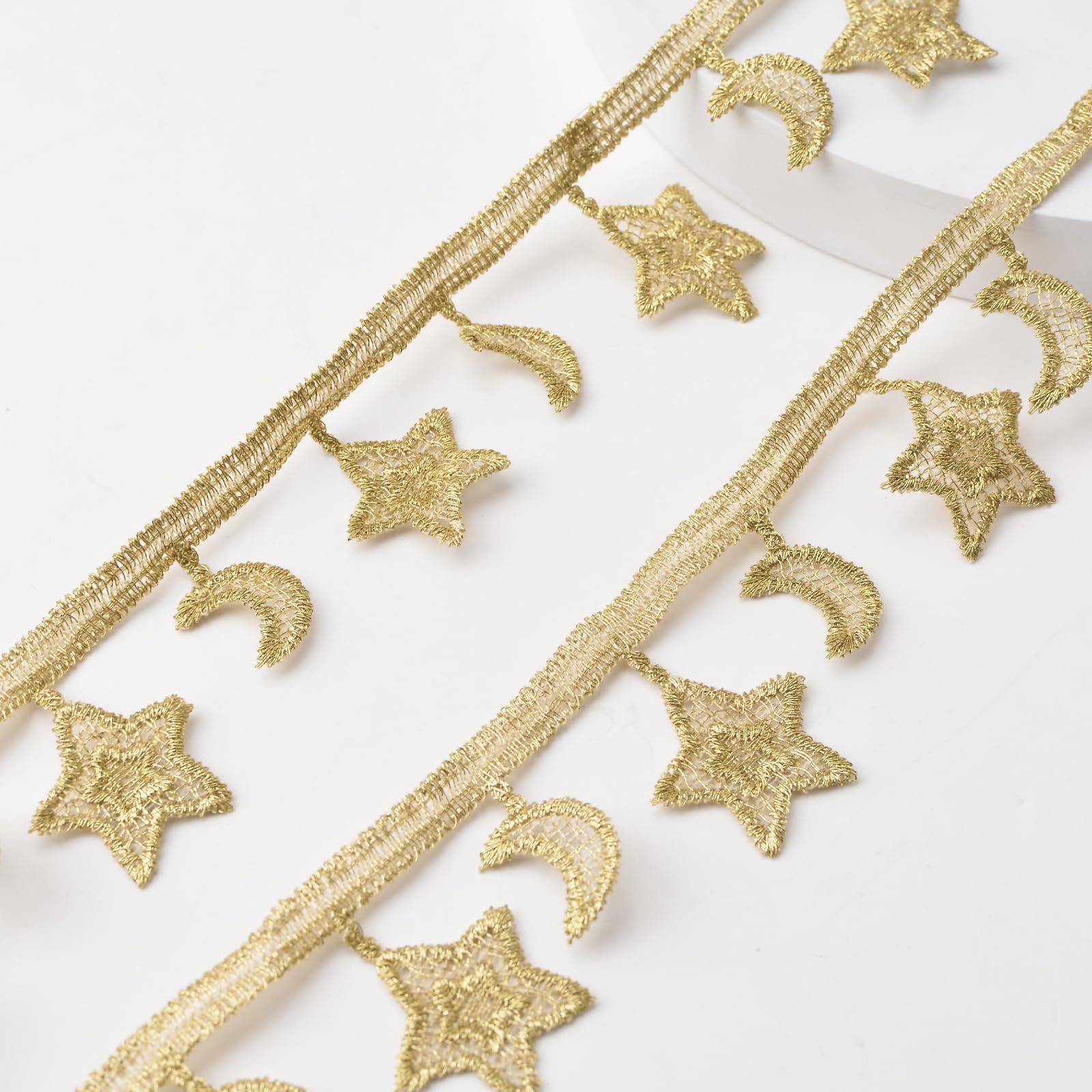 Amazon.com: URROMA Star Moon Gold Lace Trim, 10 Yards Gold Lace Ribbon ...