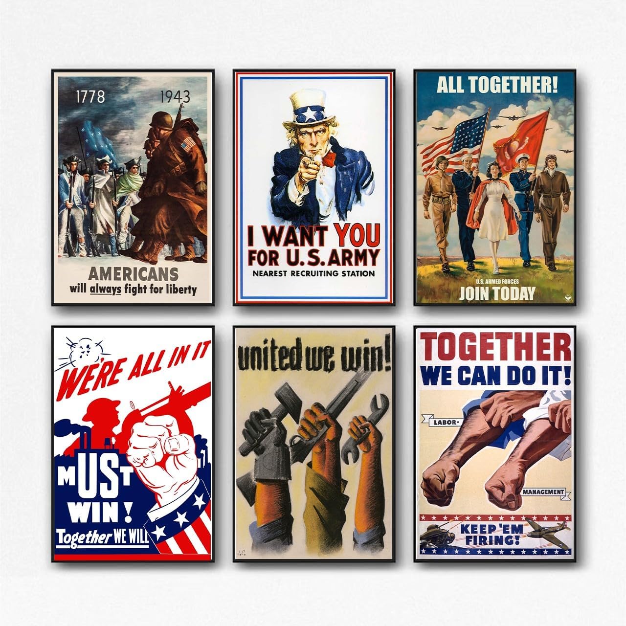 Amazon.com: World War II Poster United We Win! Vintage US History ...