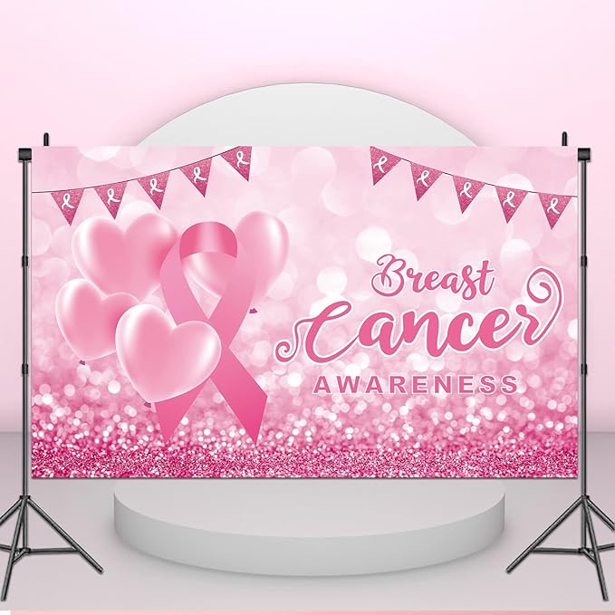 Amazon.com: Breast Cancer Awareness Banner Backdrop Decorations Pink ...