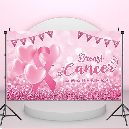 Breast Cancer Awareness Banner Backdrop Decorations Pink Ribbon Banner ...