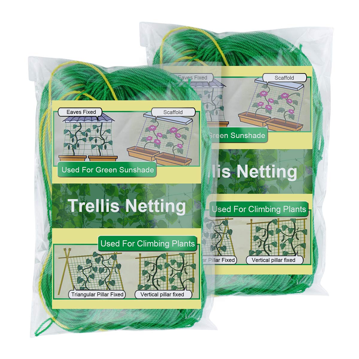Zivisk Pack of 4 Pea Netting, Climbing Plant Supports Garden Trellis ...