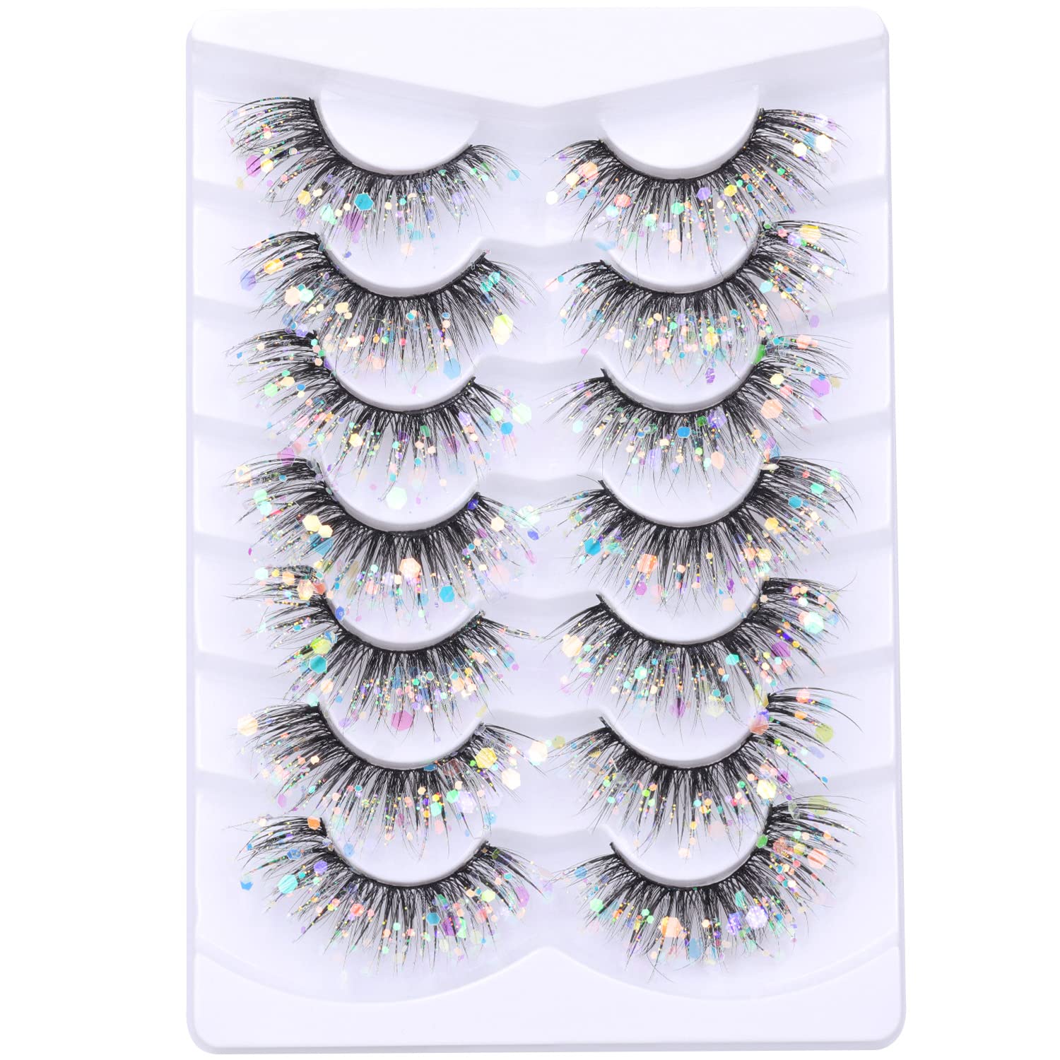 Amazon.com: Glitter Lashes Dramatic False Eyelashes with Shinny Glitter ...