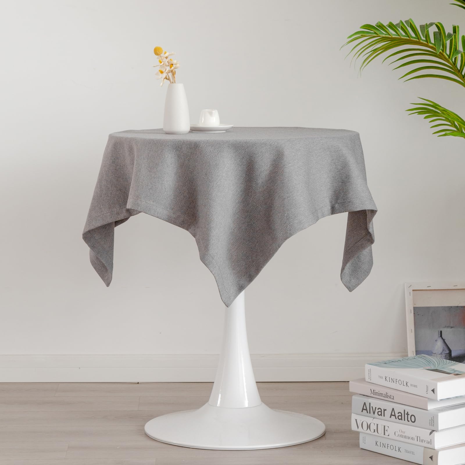 Amazon.com: YZKITM Small Square Solid Grey Tablecloth Washable Heavy ...
