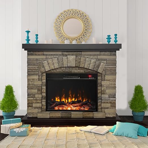 Amazon.com: Cloud Mountain Electric Fireplace with Mantel, Tall Fire ...