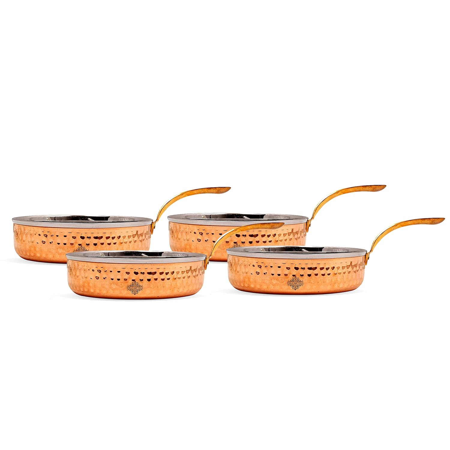 Buy INDIAN ART VILLA Steel Copper Serving Pan with Brass Handle ...