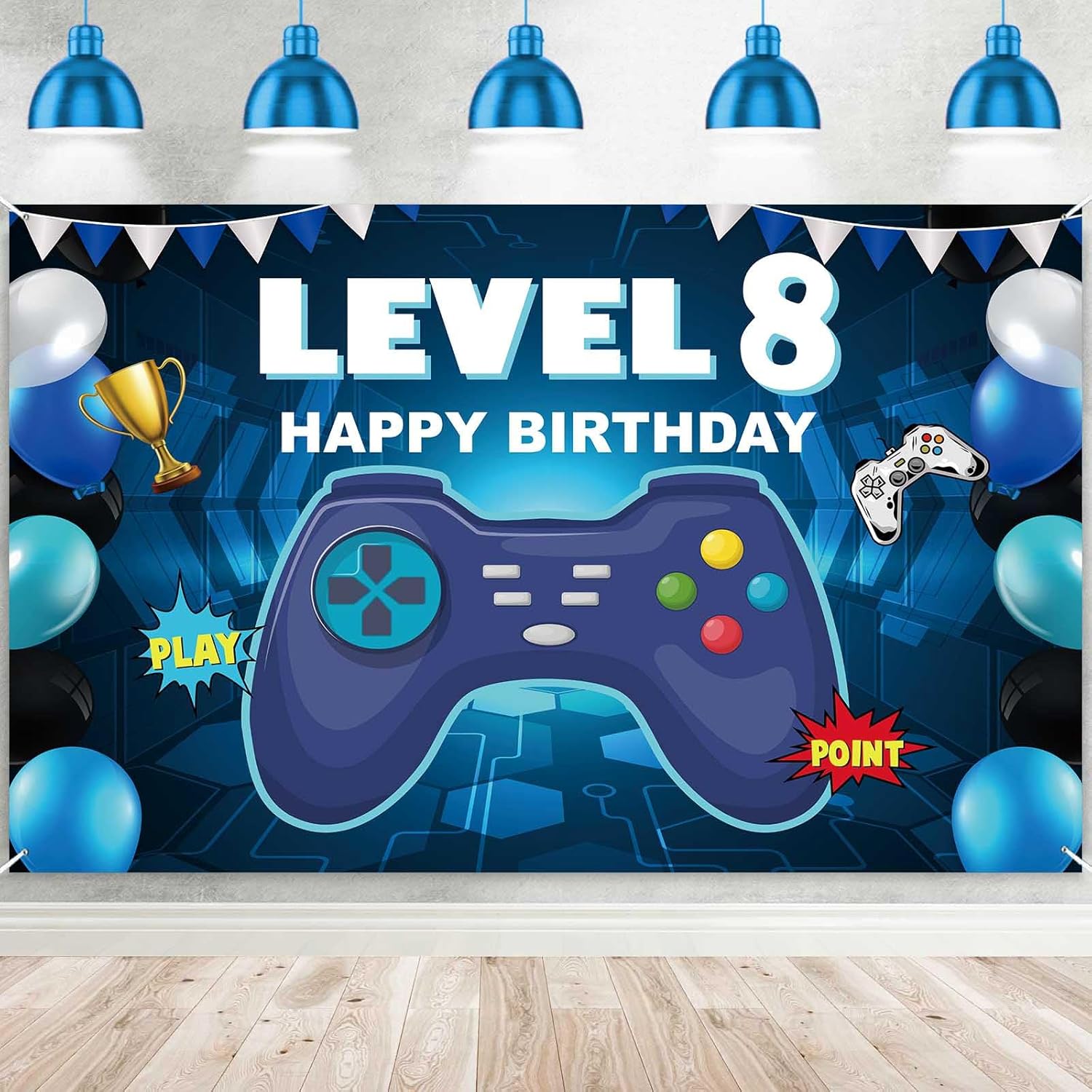 Amazon.com: Level 8 Unlocked Happy 8 Birthday Level Up Banner Backdrop ...