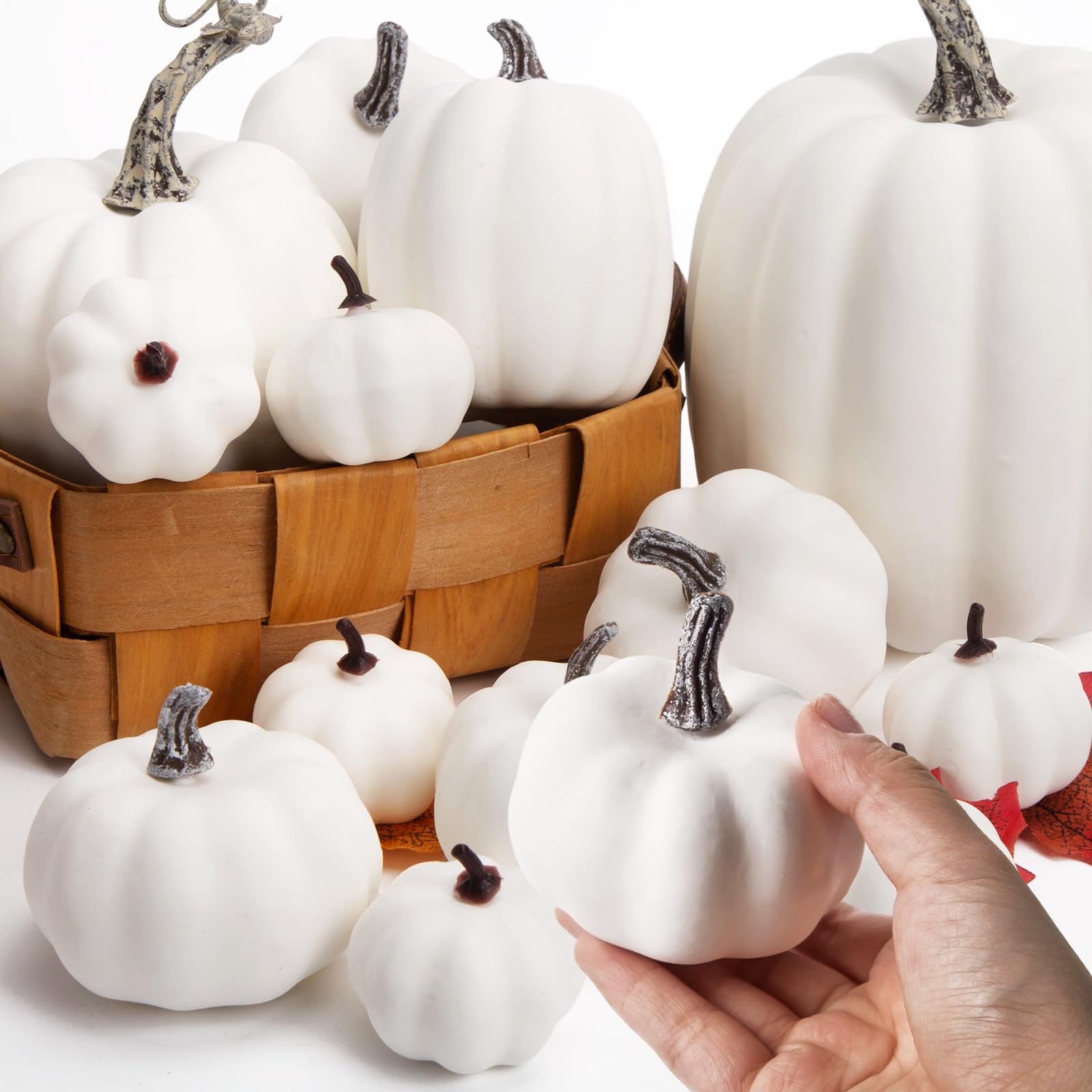 Snapklik.com : 16PCS Artificial White Pumpkins, Assorted Sizes Fake ...