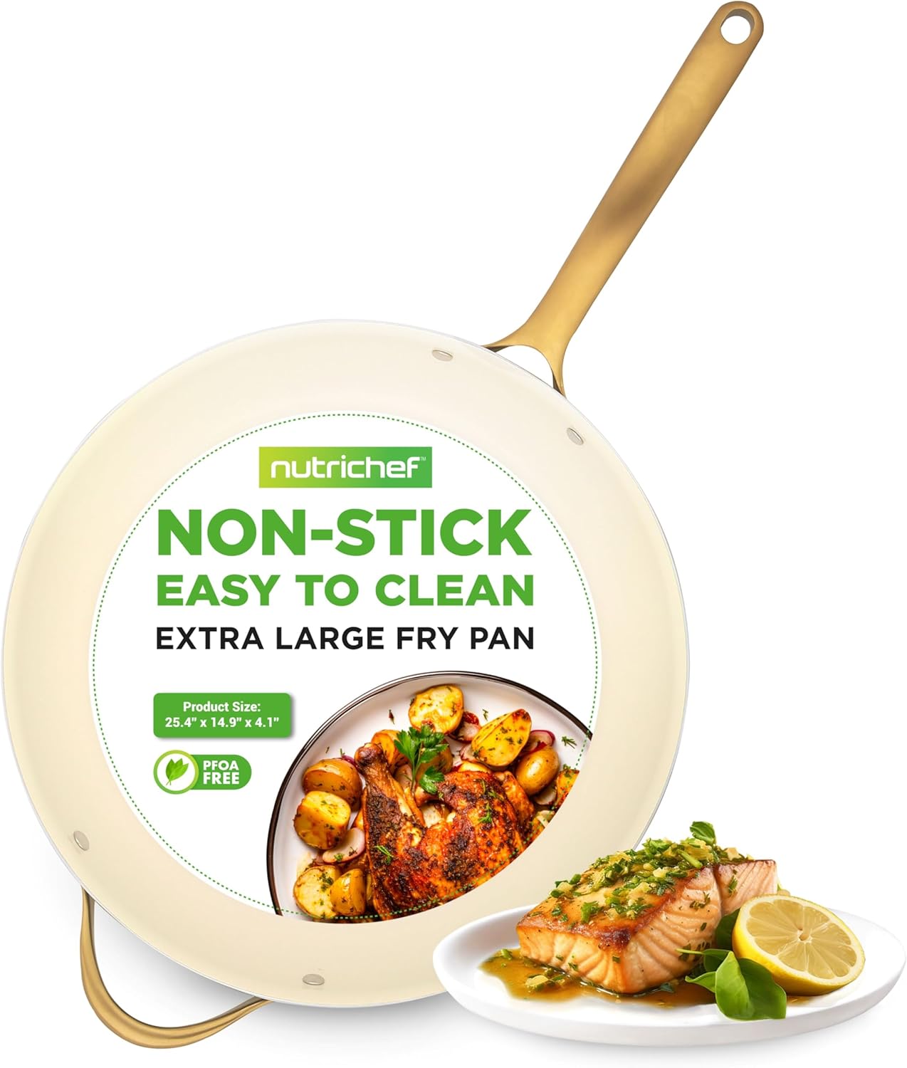 Amazon.com: NutriChef 14" Extra-Large Ceramic Fry Pan - Non-Stick ...