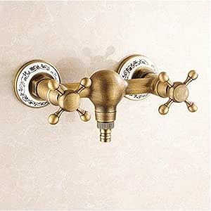 Outdoor Garden Faucet Antique Brass Hot and Cold Wall Mounted Washing ...