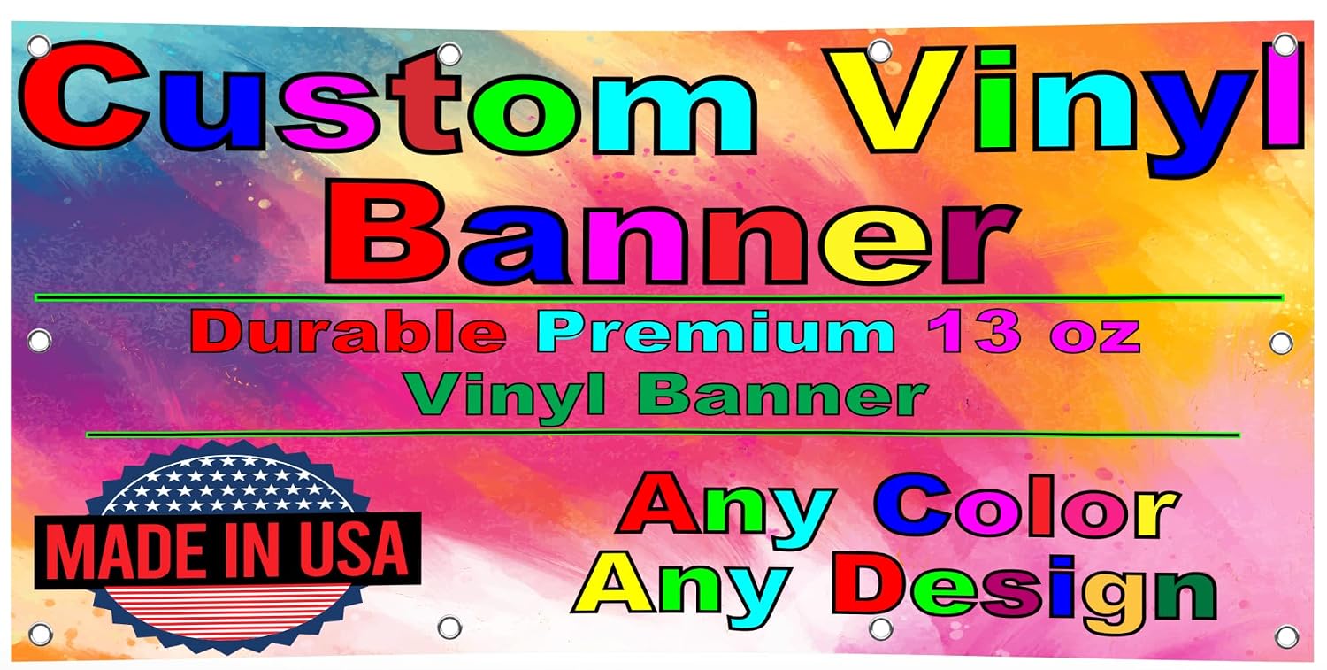 Amazon.com: Personalized Custom Vinyl Banner Printing Indoor or Outdoor ...