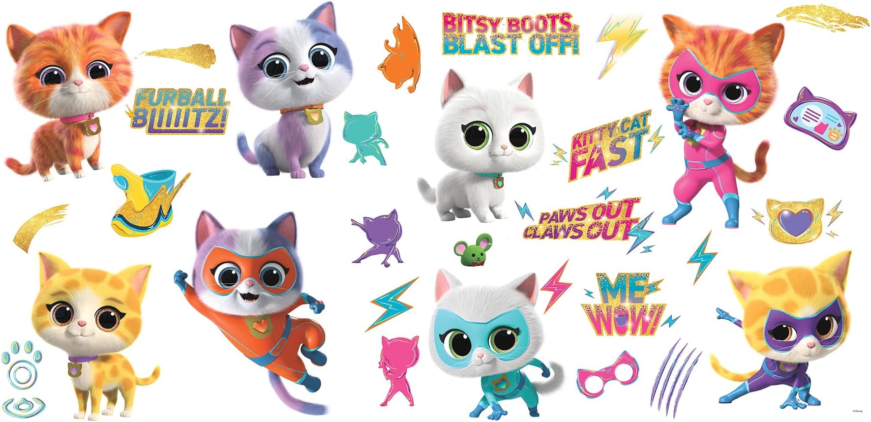 Amazon.com: Disney - Super Kitties-Standard 4 Sheet Stickers Standard ...