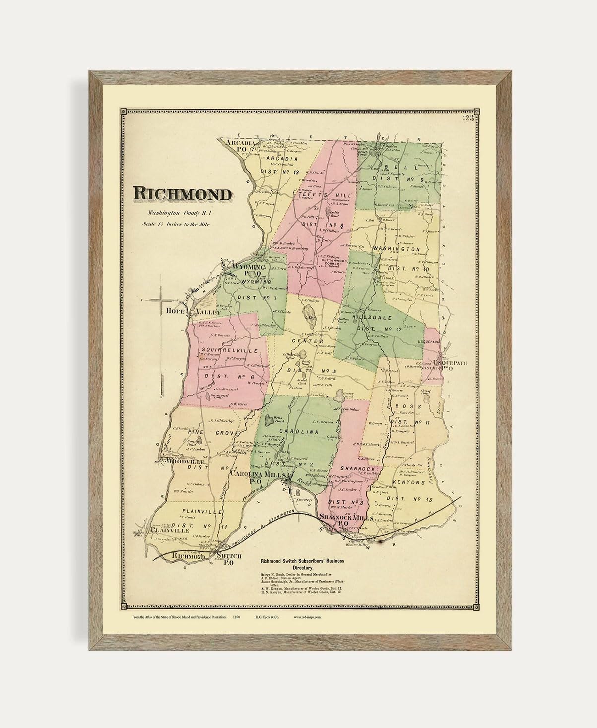Amazon.com: MG Global Historical Poster of Richmond Rhode Island 1870 ...