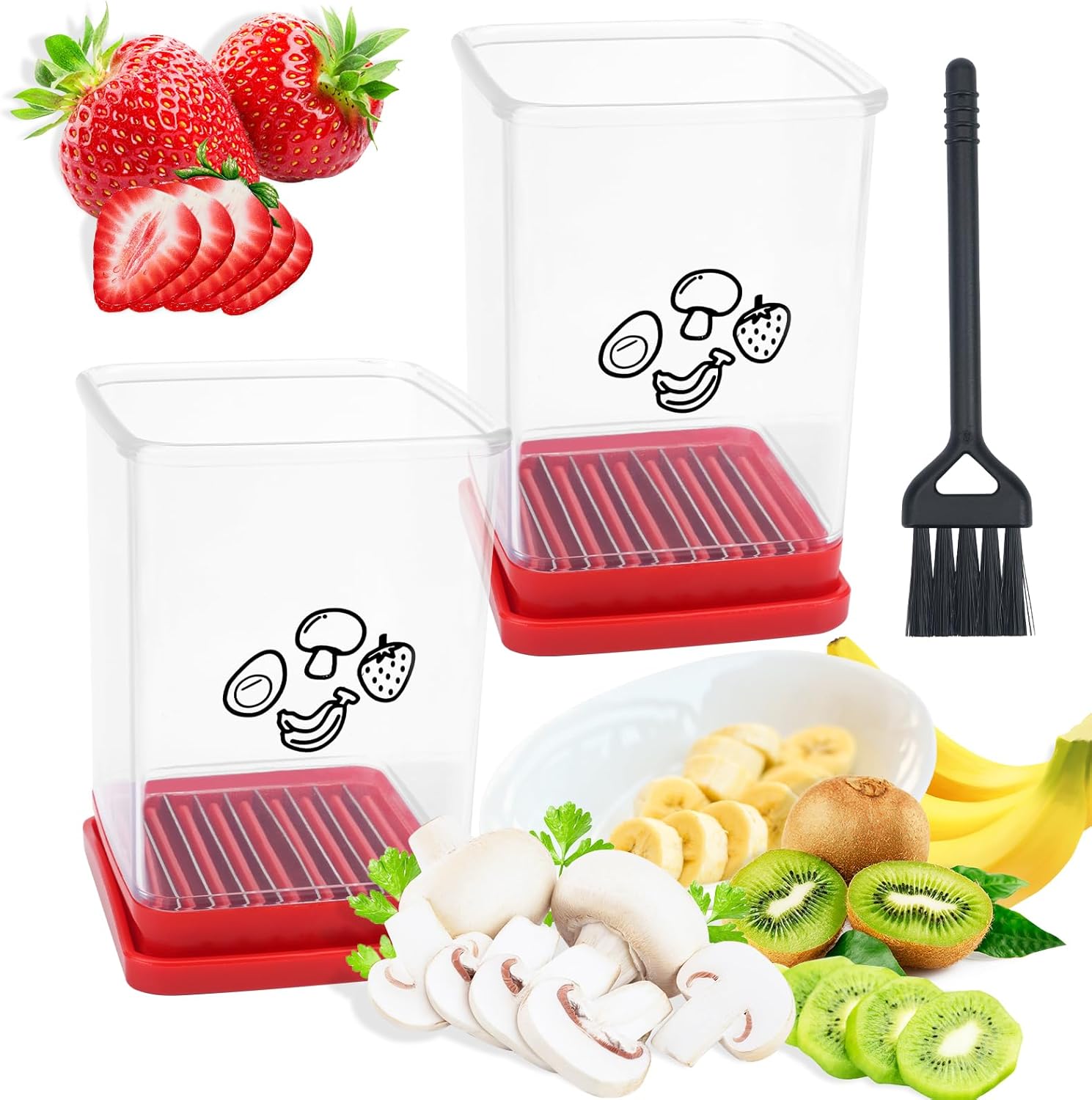Amazon.com: Tizuxa 2 Pack Speed Cup Slicer with Push Plate, Fruit ...