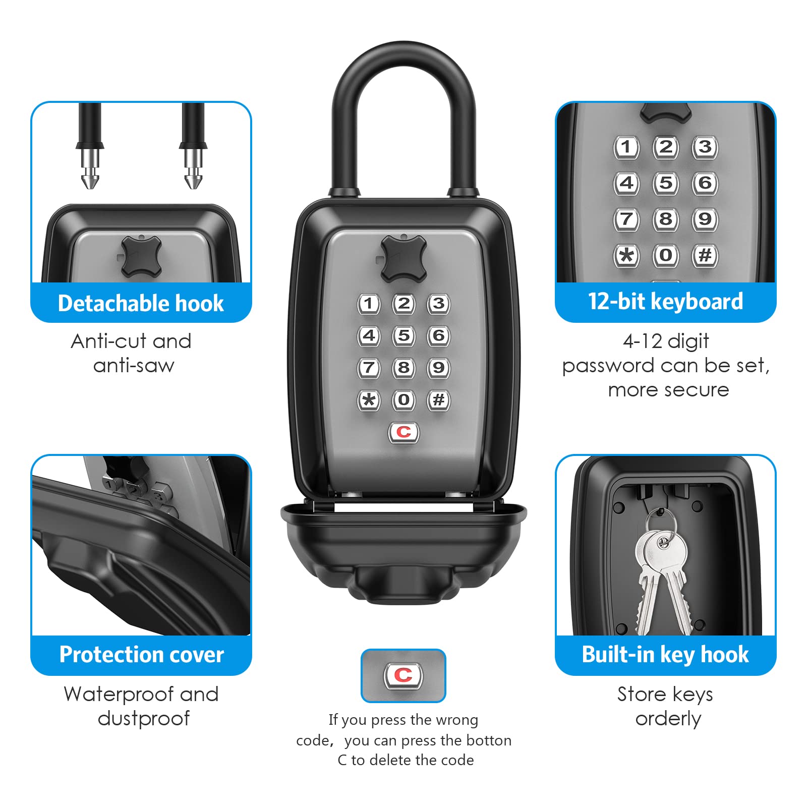 Snapklik.com : AMIR Extra Large Lock Box - Push Button Combination Lock