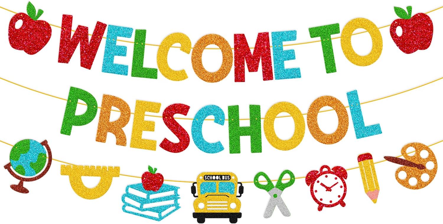 Amazon.com: Welcome to Preschool Banner First Day of Preschool ...